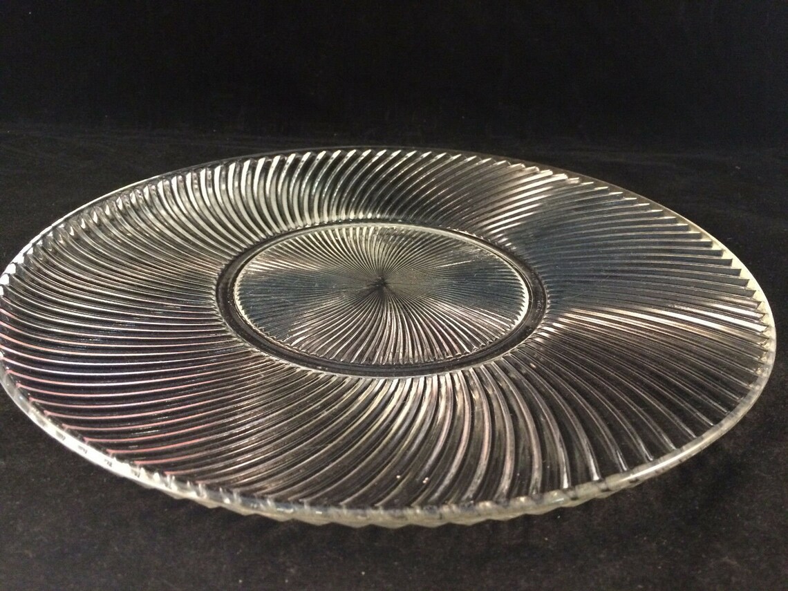 Clear Spiral Style Pattern Glass Serving Platter 11-1/2 | Etsy