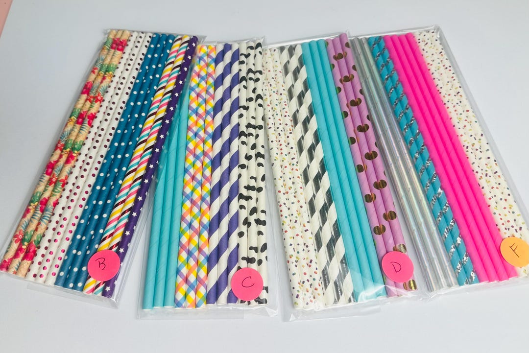 Straws-paper Straws-drinking Straw-festive Paper Straws - Set of 12 ...