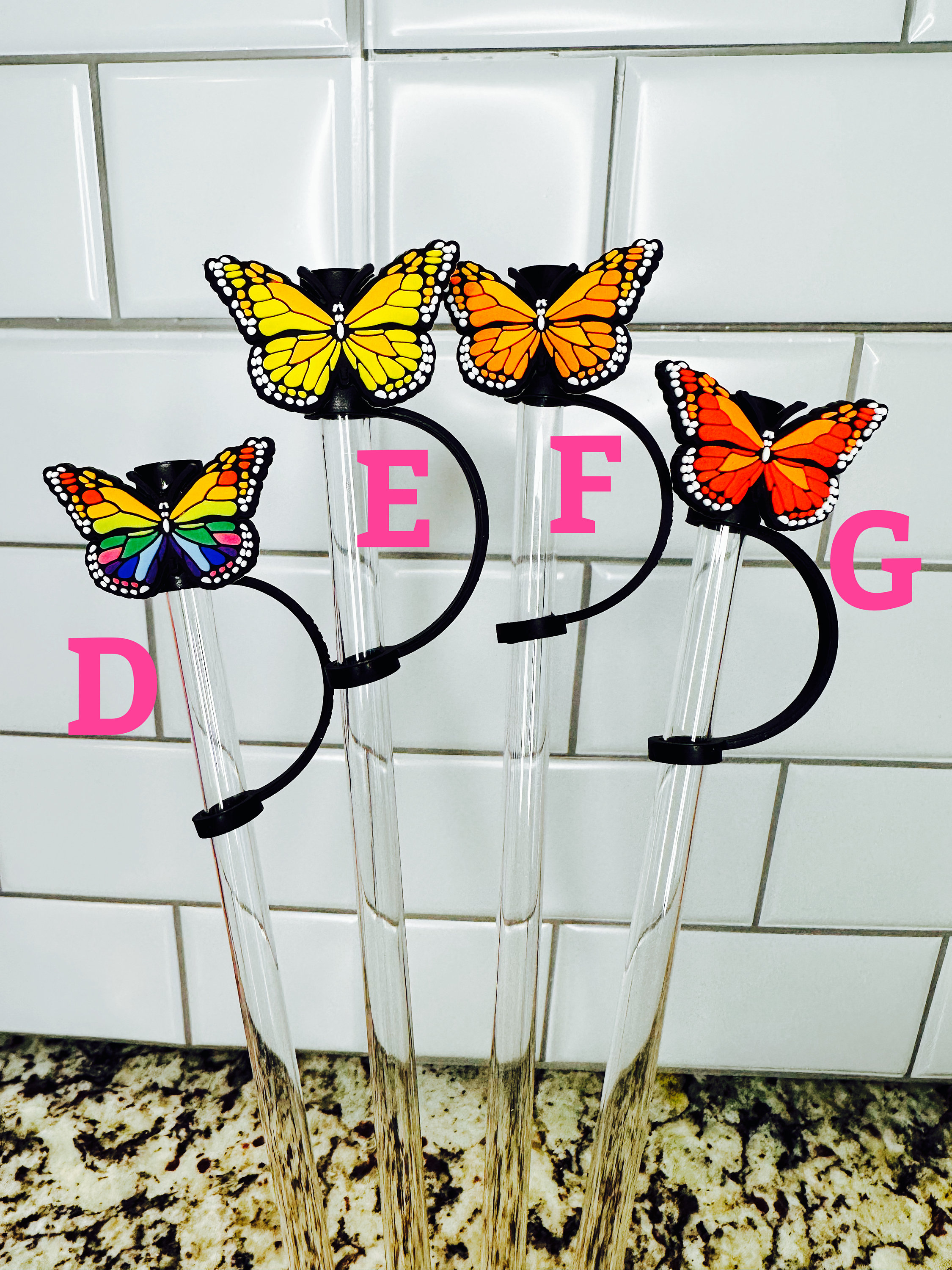 Butterfly Straw Topper-donut-straw Topper-drink Straw - Etsy