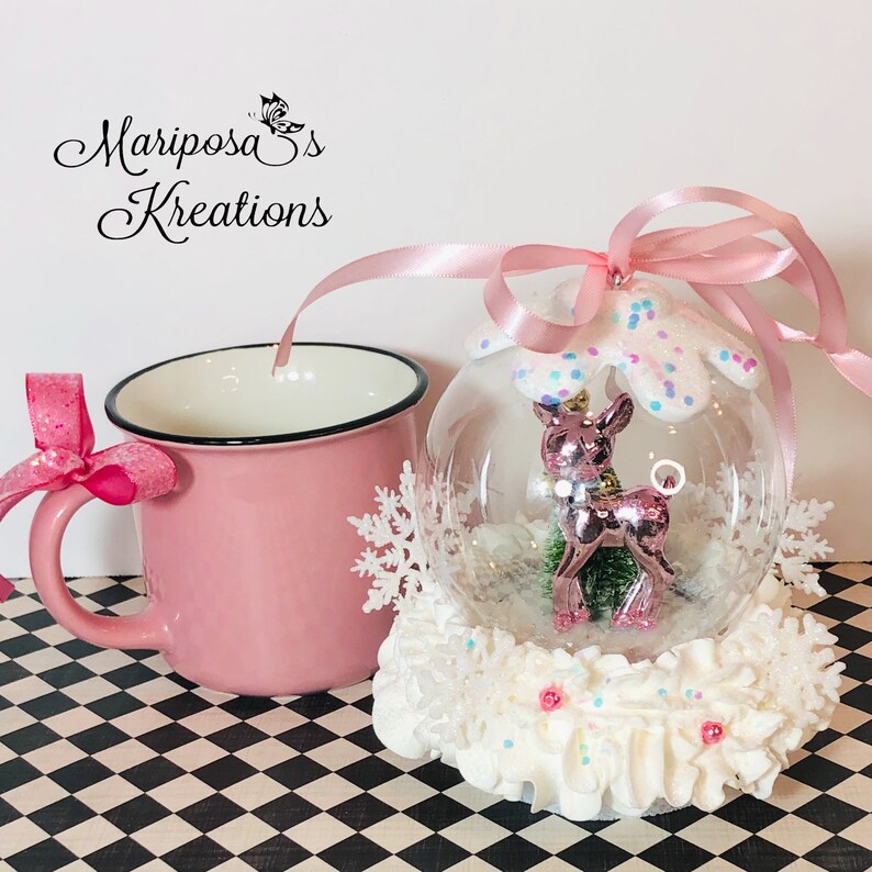 Deer Snow Globe Ornament-fake Coffee Mug-christmas Ornament-fake Latte ...