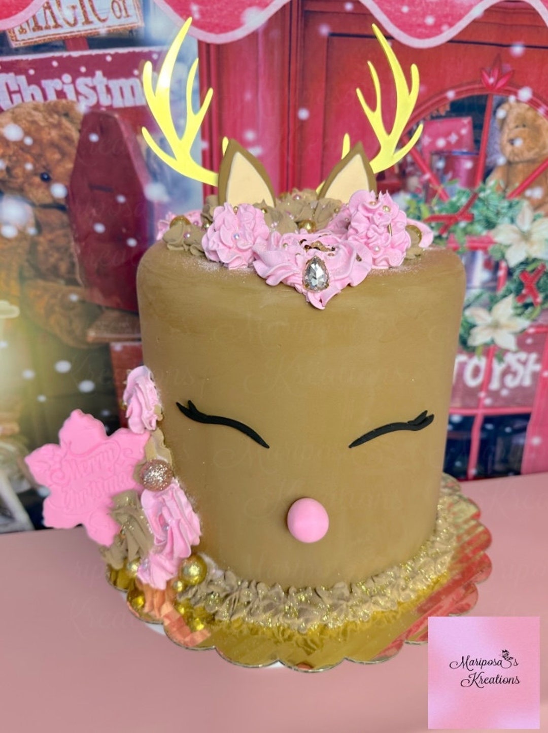 Reindeer Fake Cake-christmas Fake Cake-faux Cake-christmas Decor-fake ...