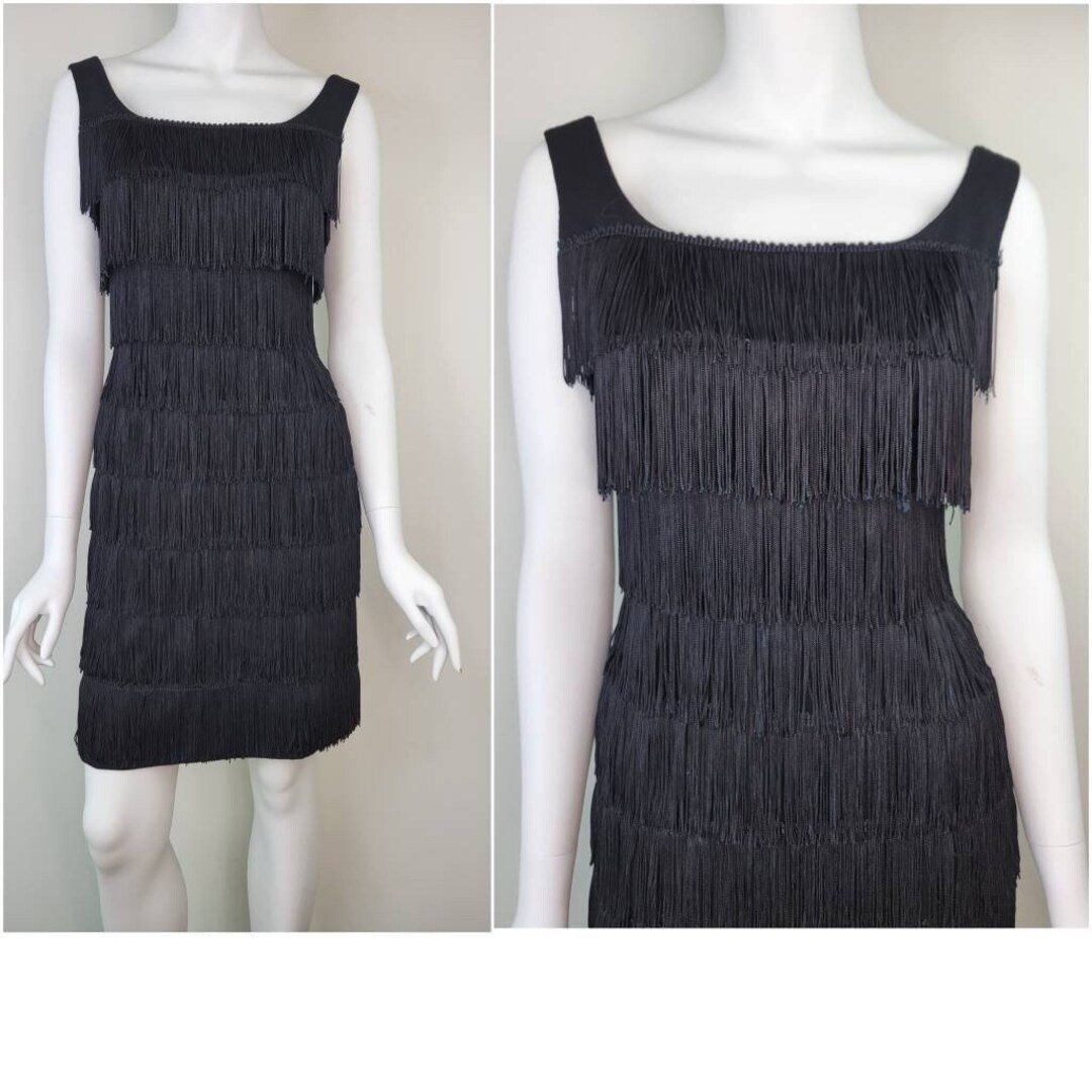 Vintage 1960s Wool Fringe Mini Dress, Size S / 60s Fringe Dress / 1960s ...