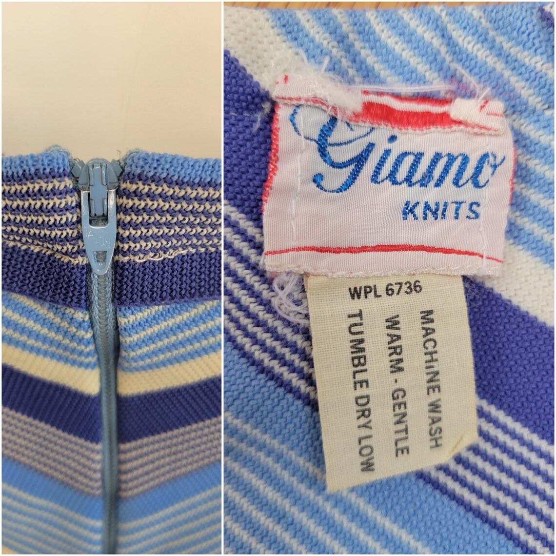 Vintage 1970s Open Back Chevron Knit Dress by Giamo Knits, Size S-M 26 ...