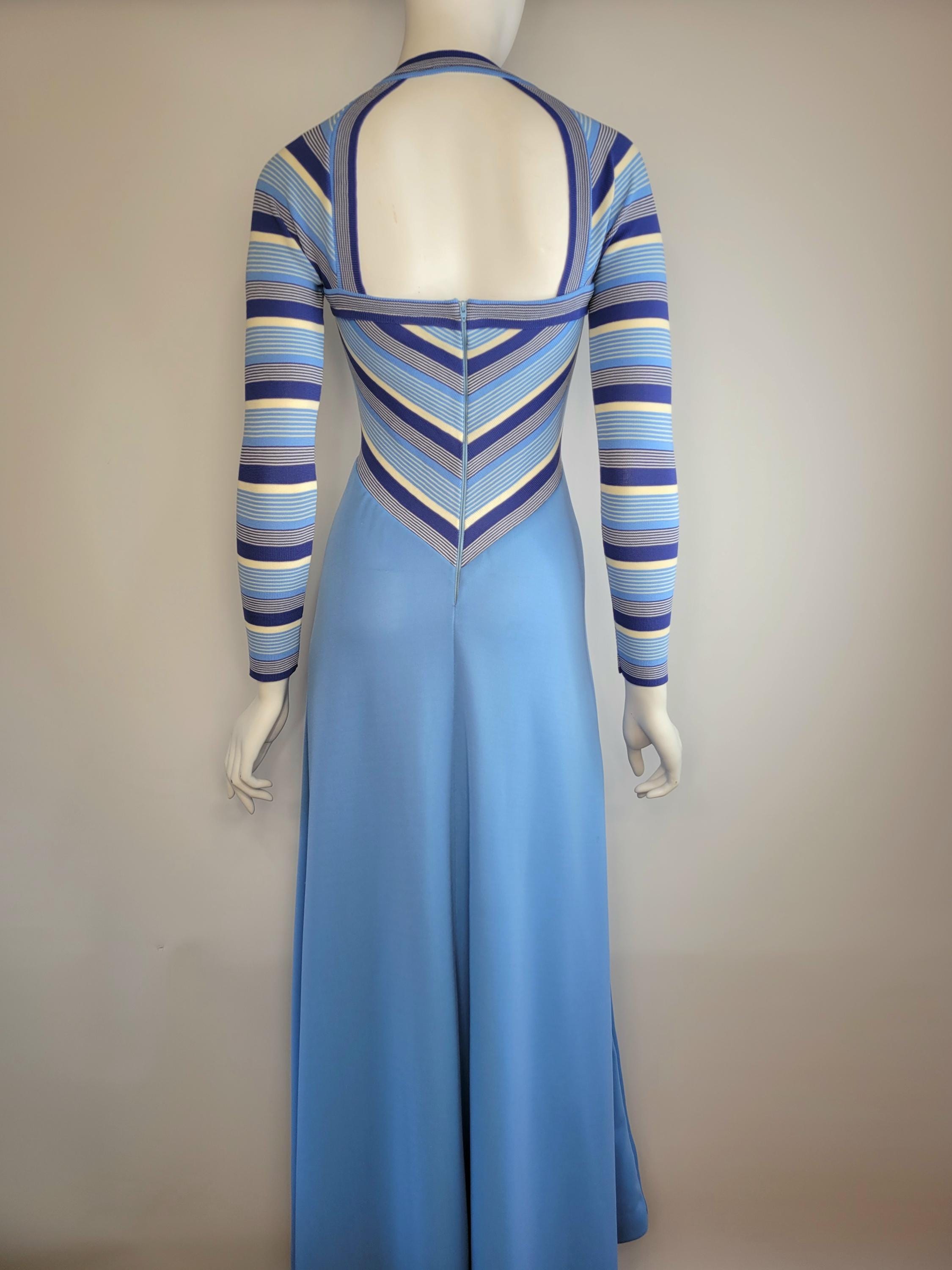 Vintage 1970s Open Back Chevron Knit Dress by Giamo Knits, Size S-M 26 ...
