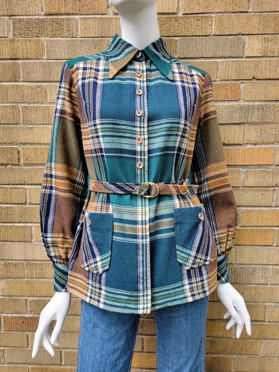 Vintage 1970s plaid wool jacket with dagger collar an… - Gem