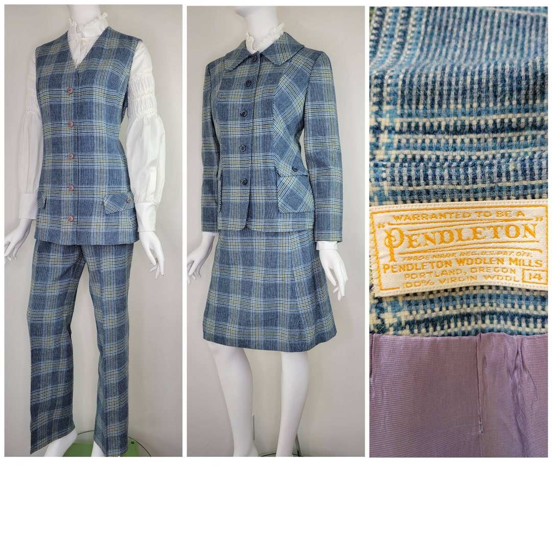 Vintage 1960s Pendleton Plaid 4 Piece Set Pant Suit Skirt - Etsy