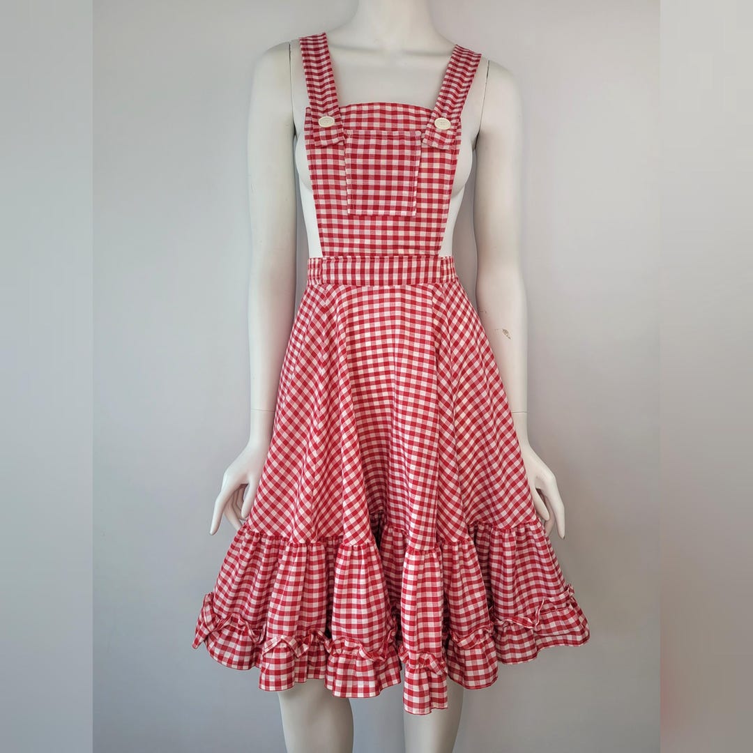 Vintage 1970s Gingham Square Dance Pinafore Dress by Partners Please ...