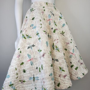 Vintage 1950s Bug Print Quilted Circle Skirt Size S 25W 26W / 1950s ...