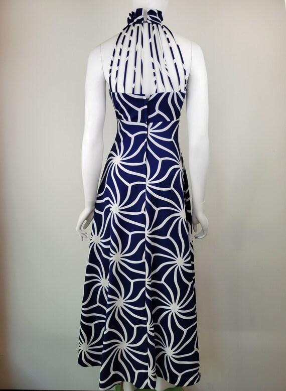 Vintage 1970s psychedelic cage neck maxi dress, Size … - Gem