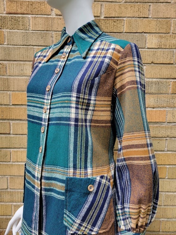 Vintage 1970s plaid wool jacket with dagger collar an… - Gem