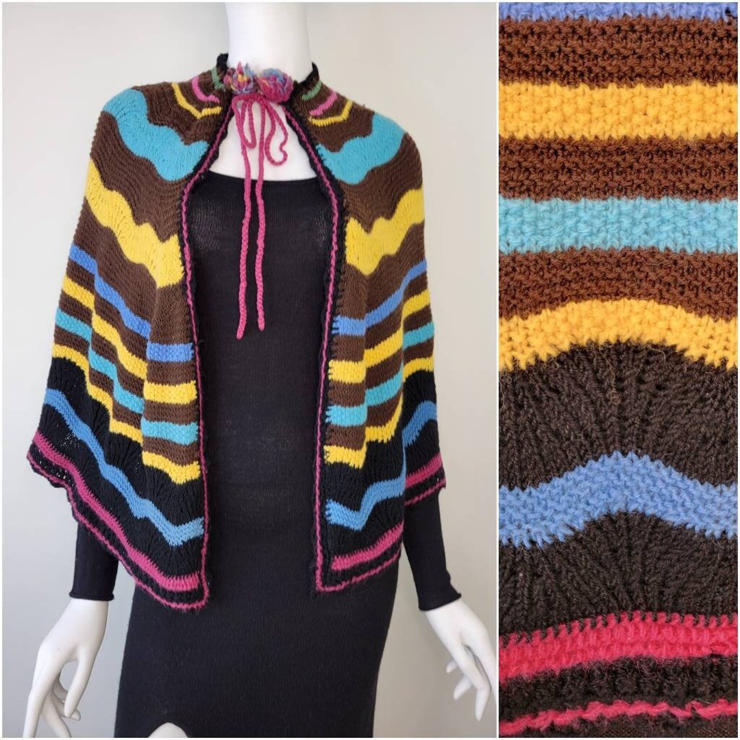 Vintage 1930s Hand Knit Wool Capelet With Pom Poms, 30s/40s / 30s Wool ...