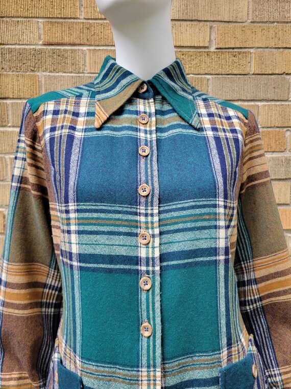 Vintage 1970s plaid wool jacket with dagger collar an… - Gem