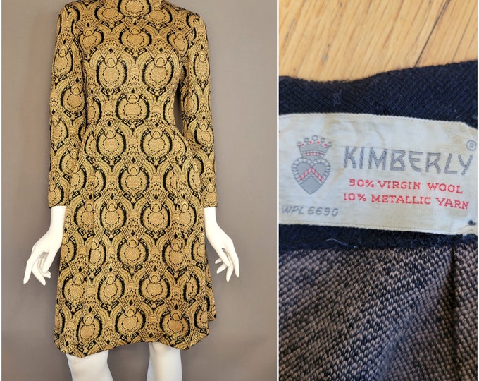 Vintage 1960s Kimberly Wool Dress Set, Dress and Jacket Set, Size S/M ...