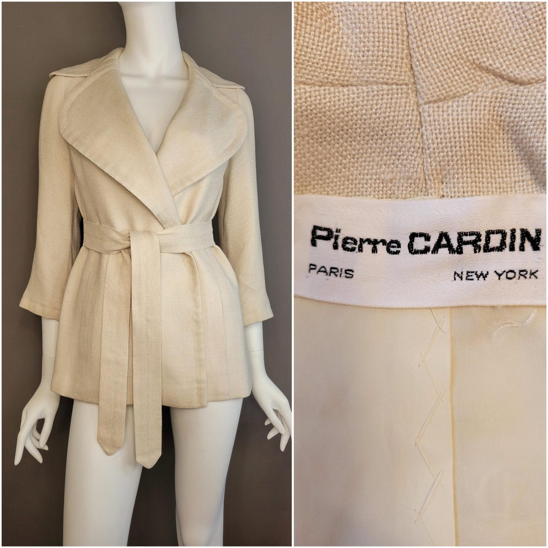 60s/70s Pierre Cardin Rayon/linen Wrap Jacket With Wide Lapels Size S-M ...