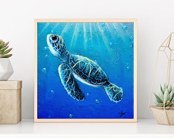 Sea Turtle Art Print 8x10 Beach Wall Decor - Etsy