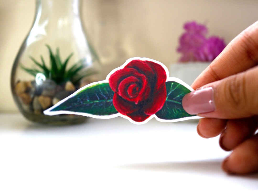 Rose Sticker, Red Rose Sticker, Flower Sticker, Floral Sticker ...
