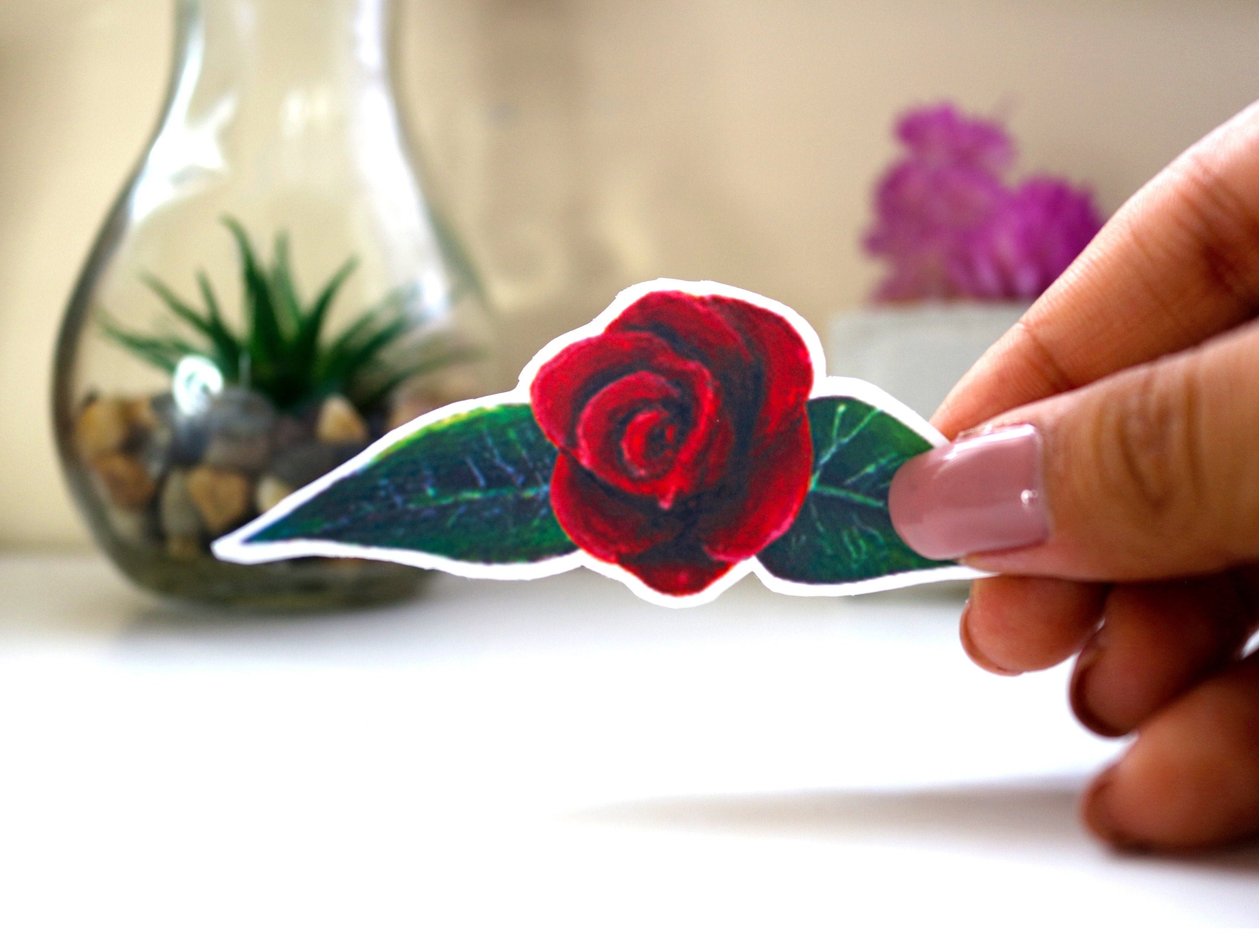 Rose Sticker, Red Rose Sticker, Flower Sticker, Floral Sticker ...