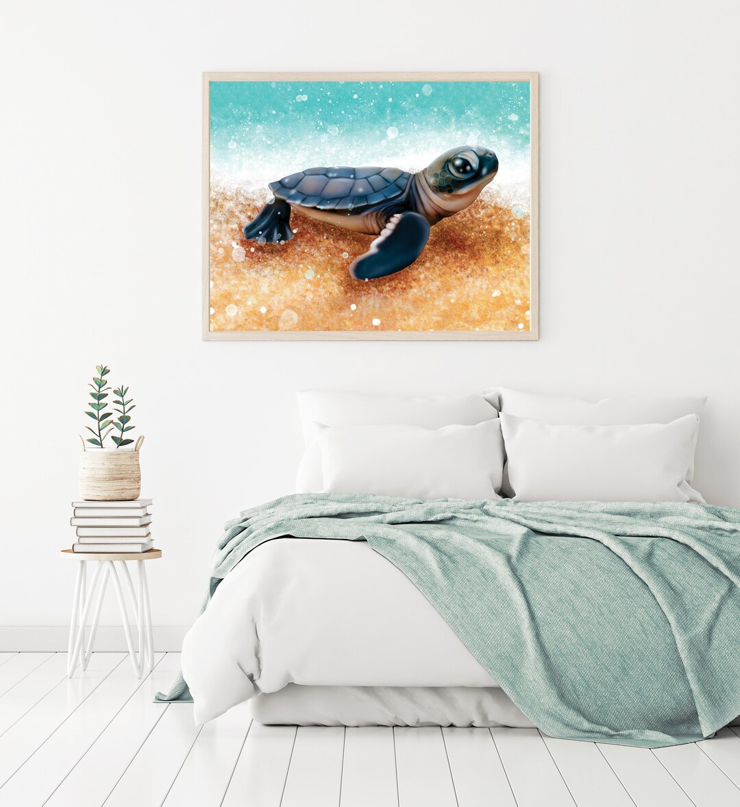 Turtle Art Print, Baby Sea Turtle Art, Digital Art Print, Animal Art ...