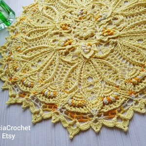 Yellow Crochet Doily, 3ddoily, Crochet Decor for Home, Cotton Lace ...