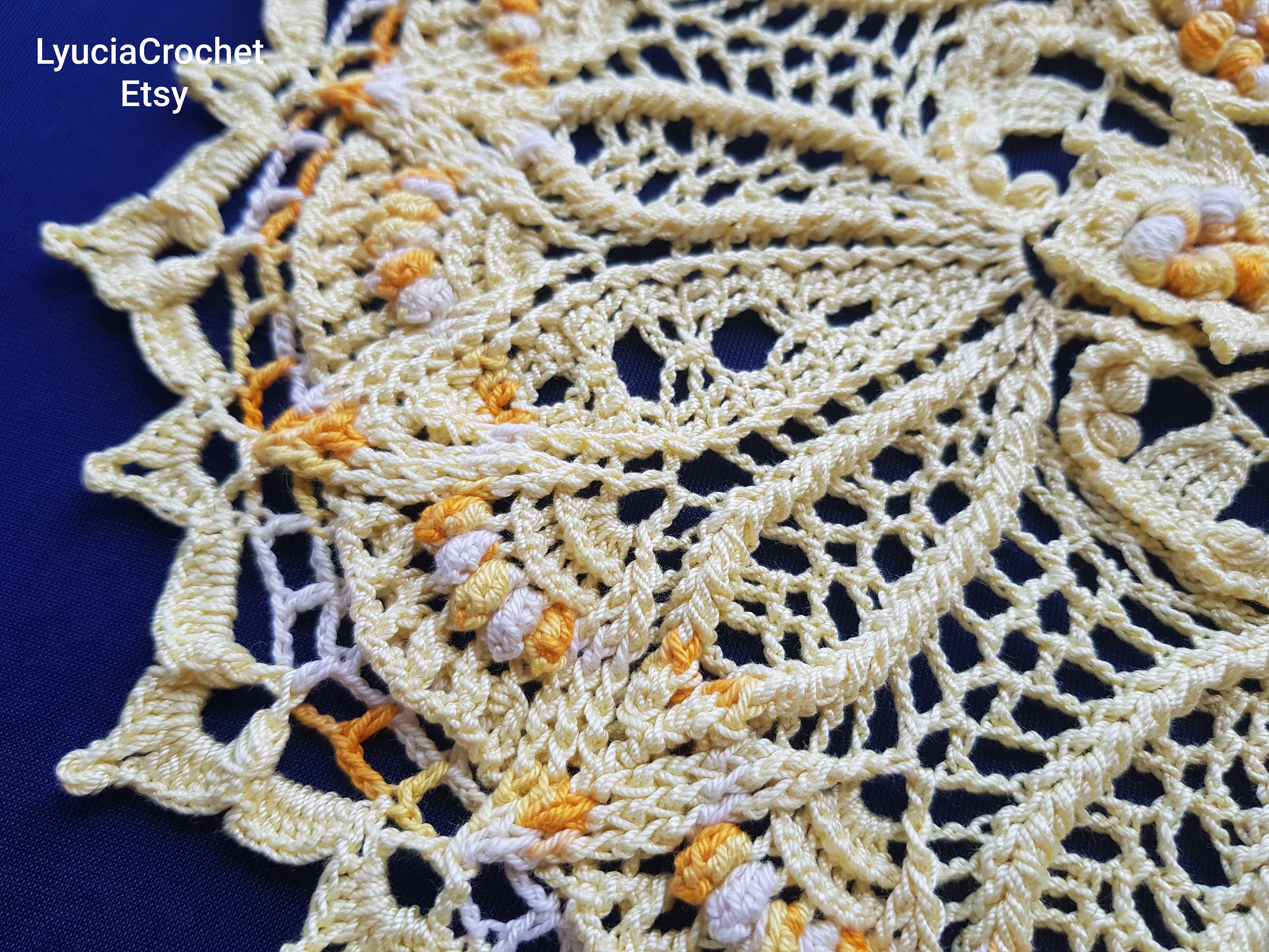 Yellow Crochet Doily, 3ddoily, Crochet Decor for Home, Cotton Lace ...