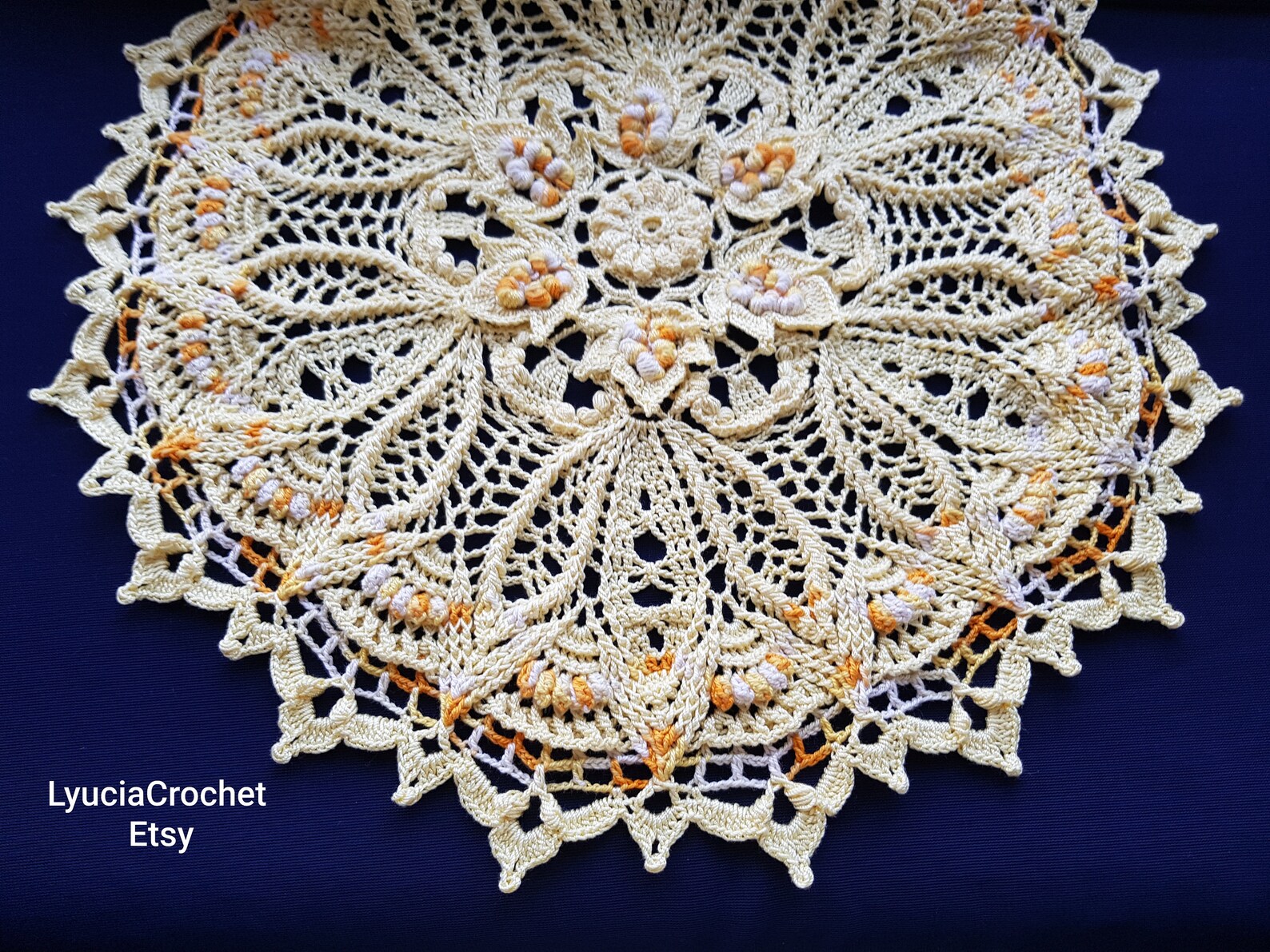 Yellow Crochet Doily, 3ddoily, Crochet Decor for Home, Cotton Lace ...