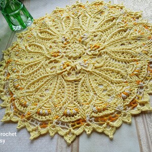 Yellow Crochet Doily, 3ddoily, Crochet Decor for Home, Cotton Lace ...
