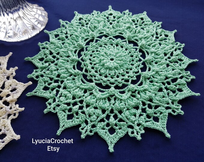 Light Green Crochet Doily Sofia Doily Design by Iriskabeat - Etsy