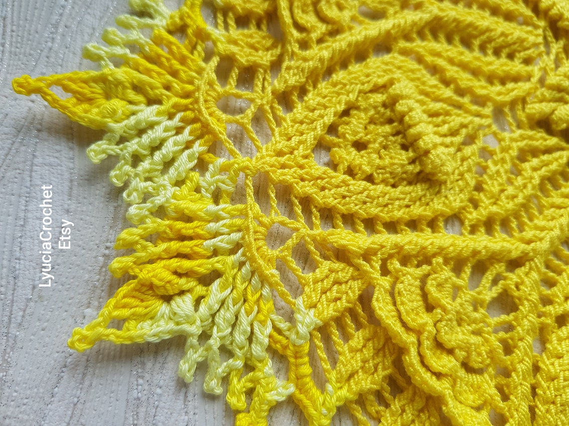 Yellow Crochet Textured Doily Large Lace Crochet Placemat | Etsy