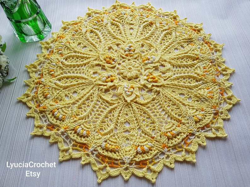 Yellow Crochet Doily, 3ddoily, Crochet Decor for Home, Cotton Lace ...