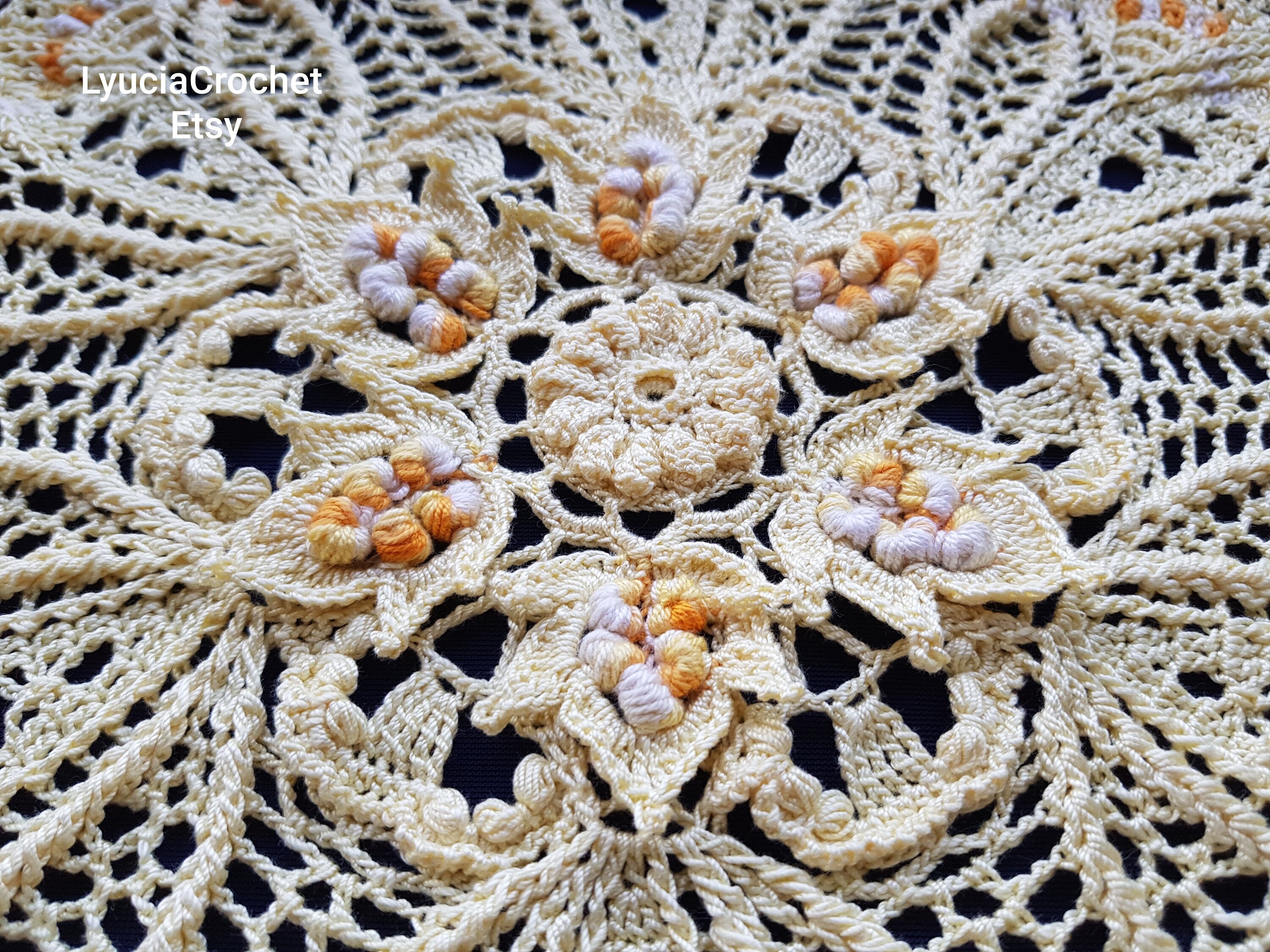 Yellow Crochet Doily, 3ddoily, Crochet Decor for Home, Cotton Lace ...