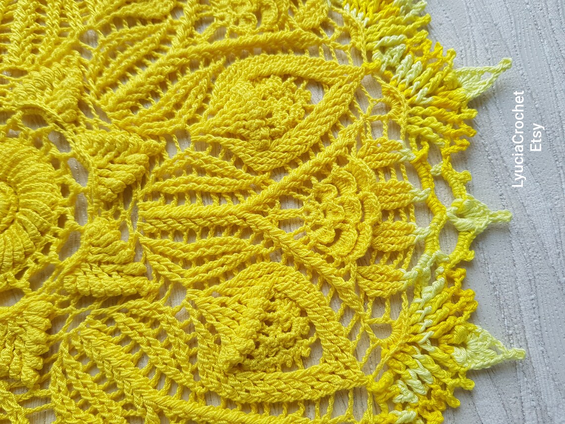 Yellow Crochet Textured Doily Large Lace Crochet Placemat | Etsy