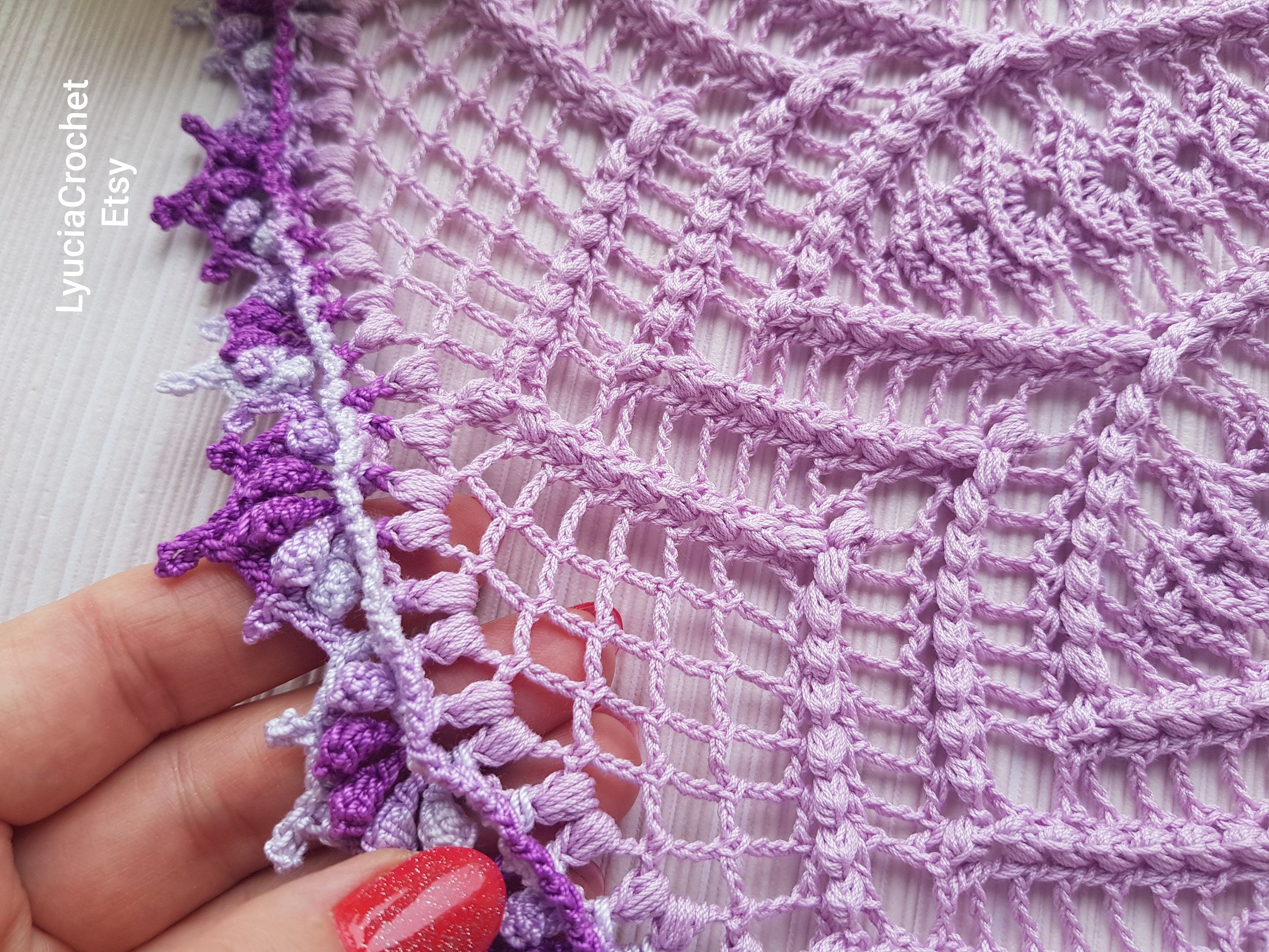 Large Light Violet Crochet Doily, Mini Tablecloth 50 Cm , Textured Lace ...