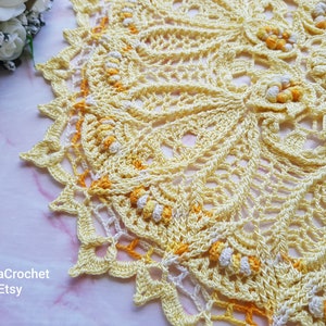 Yellow Crochet Doily, 3ddoily, Crochet Decor for Home, Cotton Lace ...