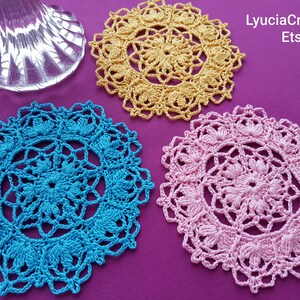 Set of 3 mini-doilies multi-colored doilies crocheted | Etsy