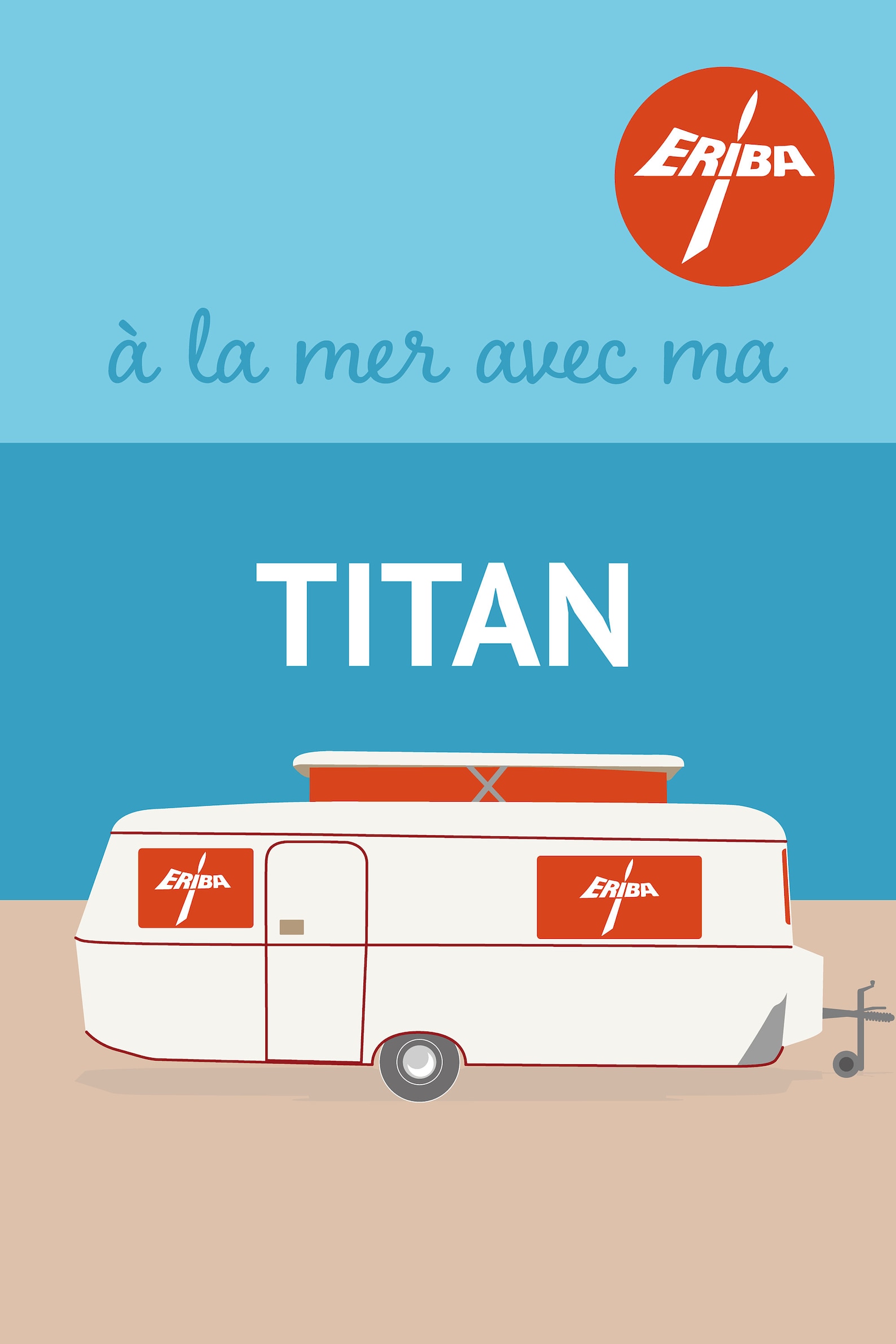 Caravan Eriba Sea Poster Poster Illustration 75 X 50 Cm to Print ...