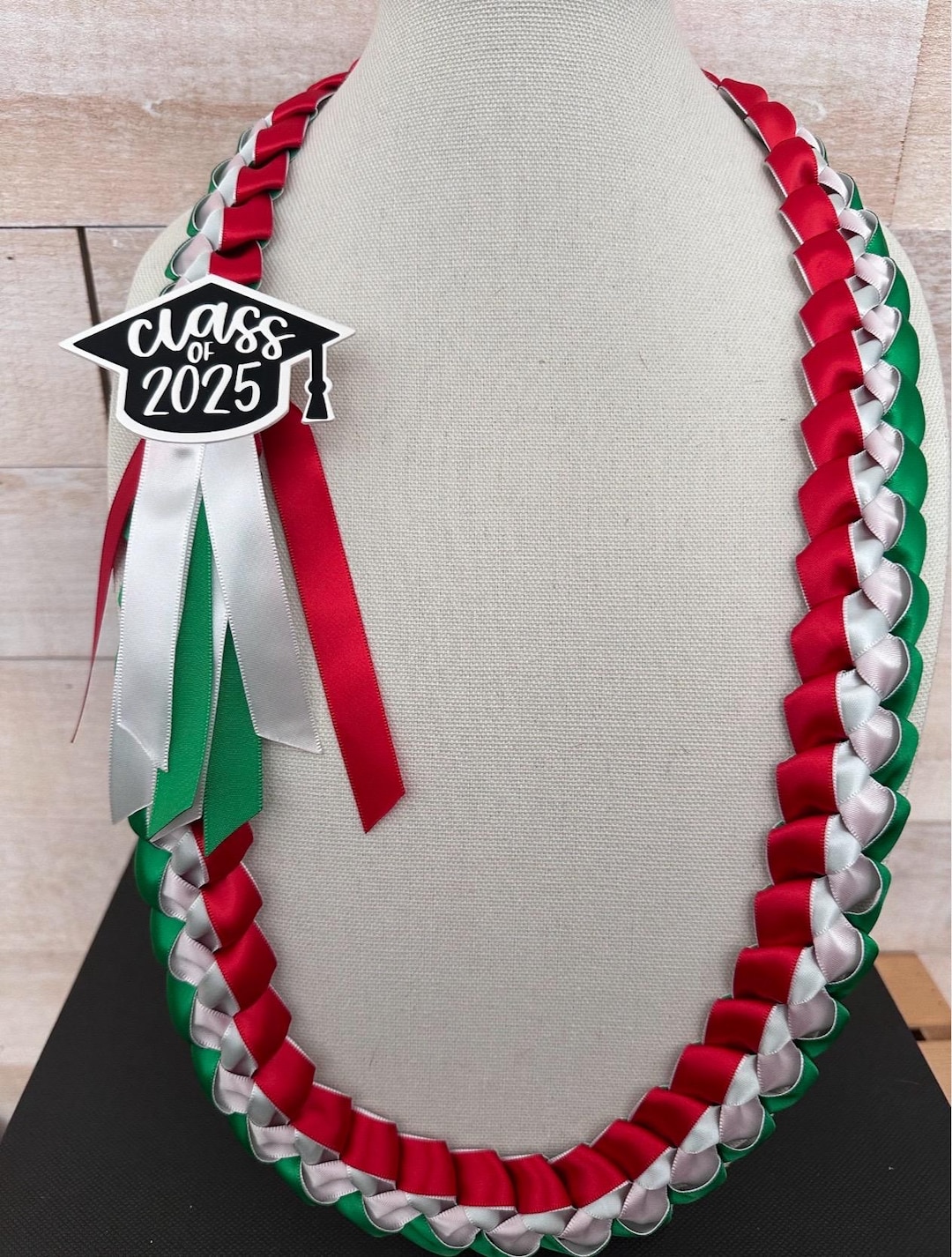 Class of 2025 Graduation Lei | Tri-color 5/8” Satin Braided Ribbon Lei ...