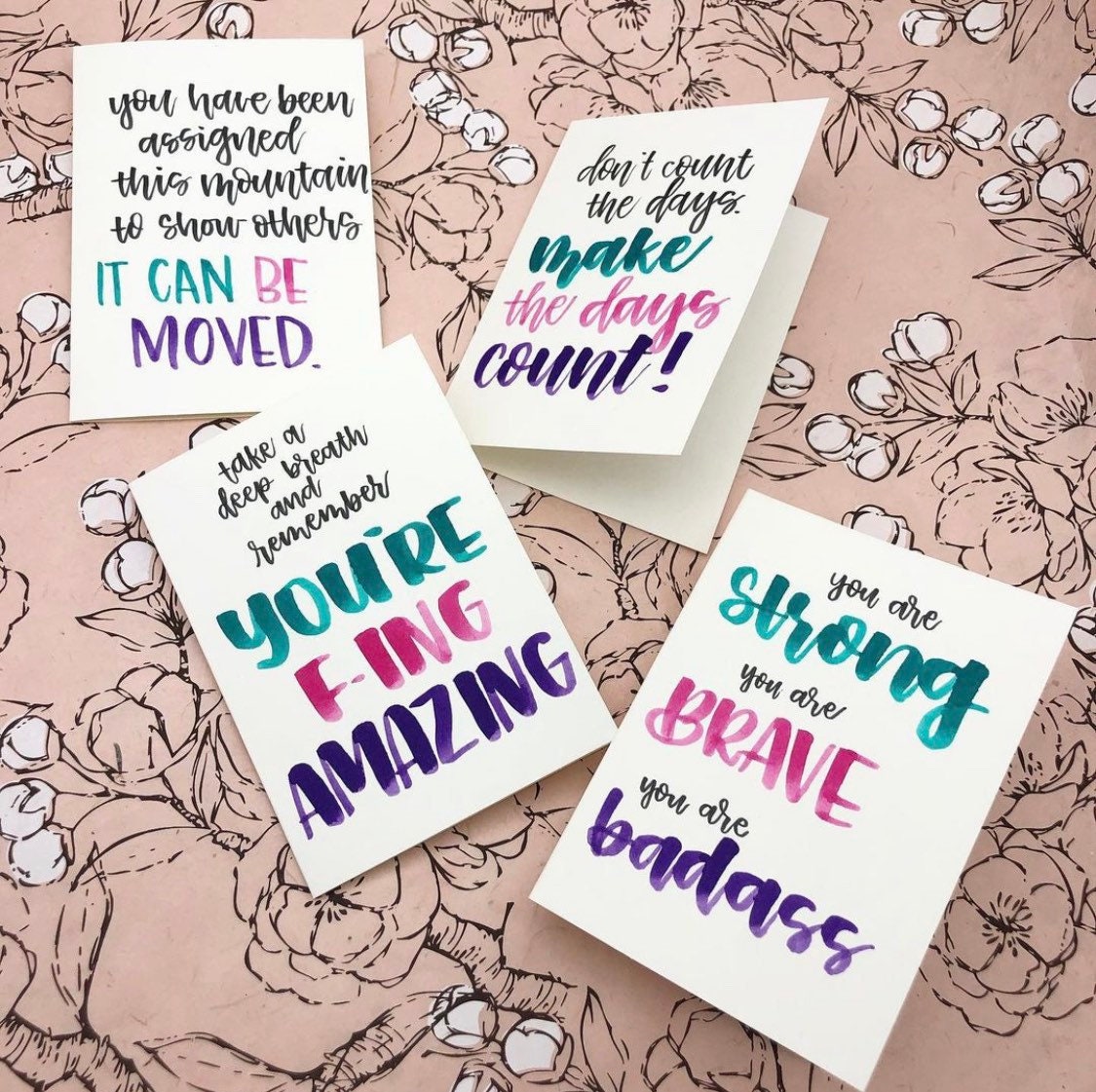 Motivational Greeting Card Set of 4 Cancer Fighter - Etsy