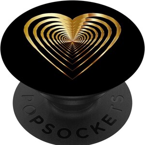 Gold Heart on a Black Background - Popsockets Grip and Stand for Phones ...