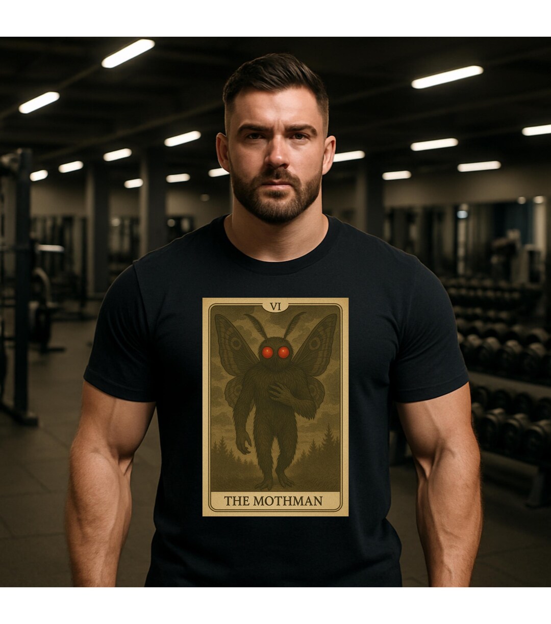 Mothman Tarot Card T-shirt - Gothic Cryptid Occult Graphic Tee for ...