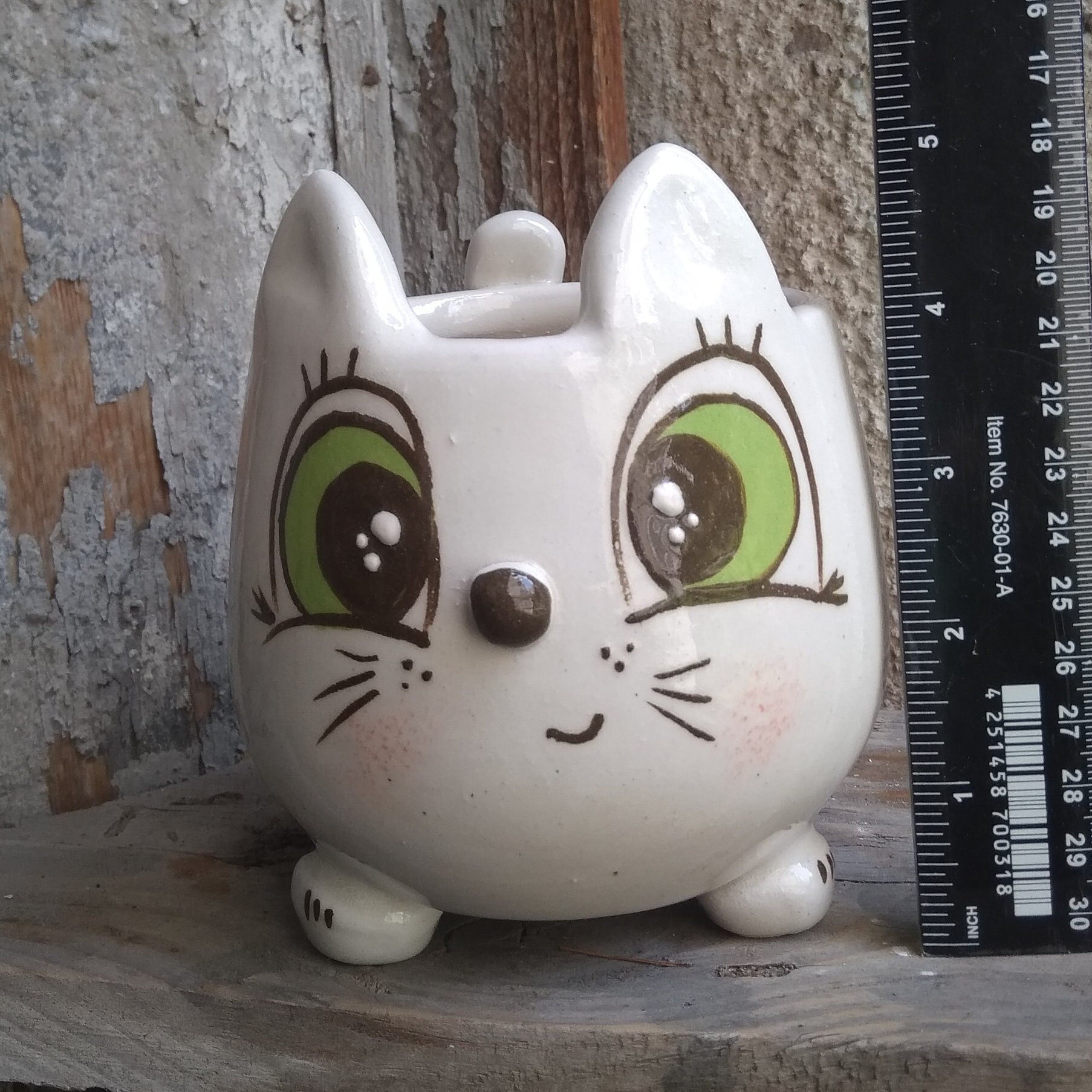 Ceramic plant pot. White cat made of ceramics. A flower pot. | Etsy