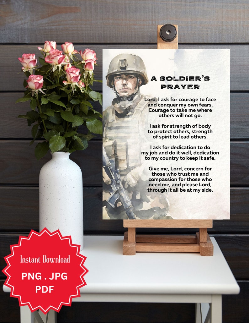 A Soldier's Prayer Print, Military Gift, Army Navy Marines Deployment ...