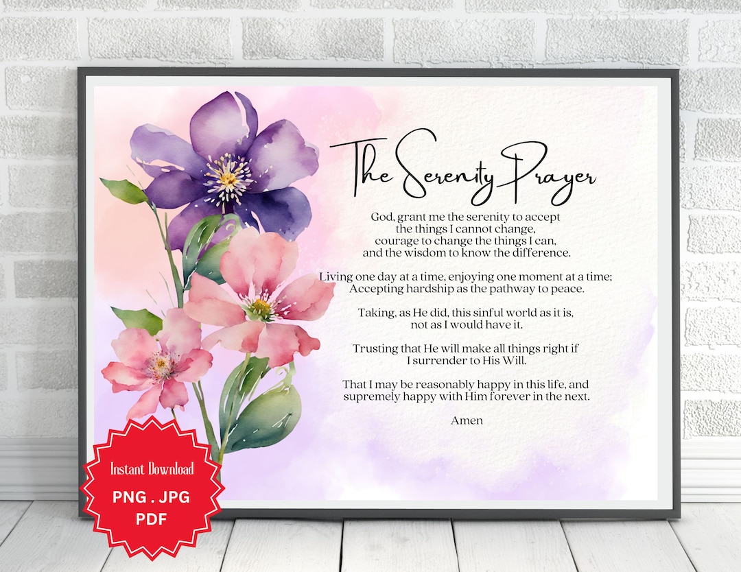 Serenity Prayer, God Grant Me Poem, Printable Wall Decor, Christian ...