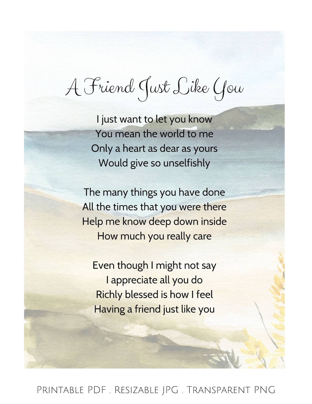 Friendship Poem Printable Friend Poem Scenery Wall Art - Etsy