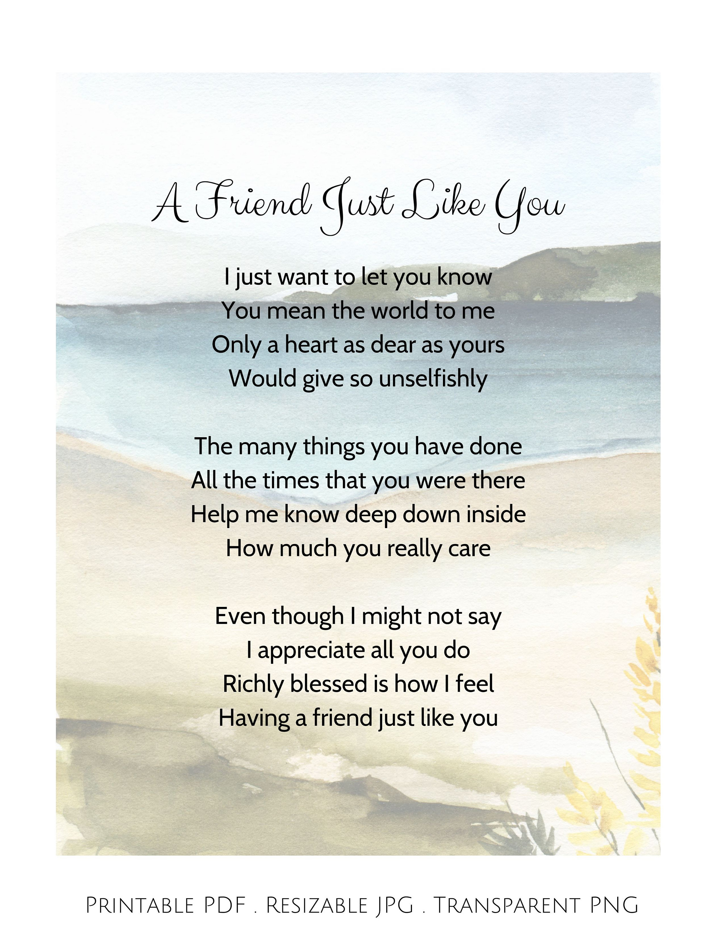 Friendship Poem Printable Friend Poem Scenery Wall Art - Etsy Australia