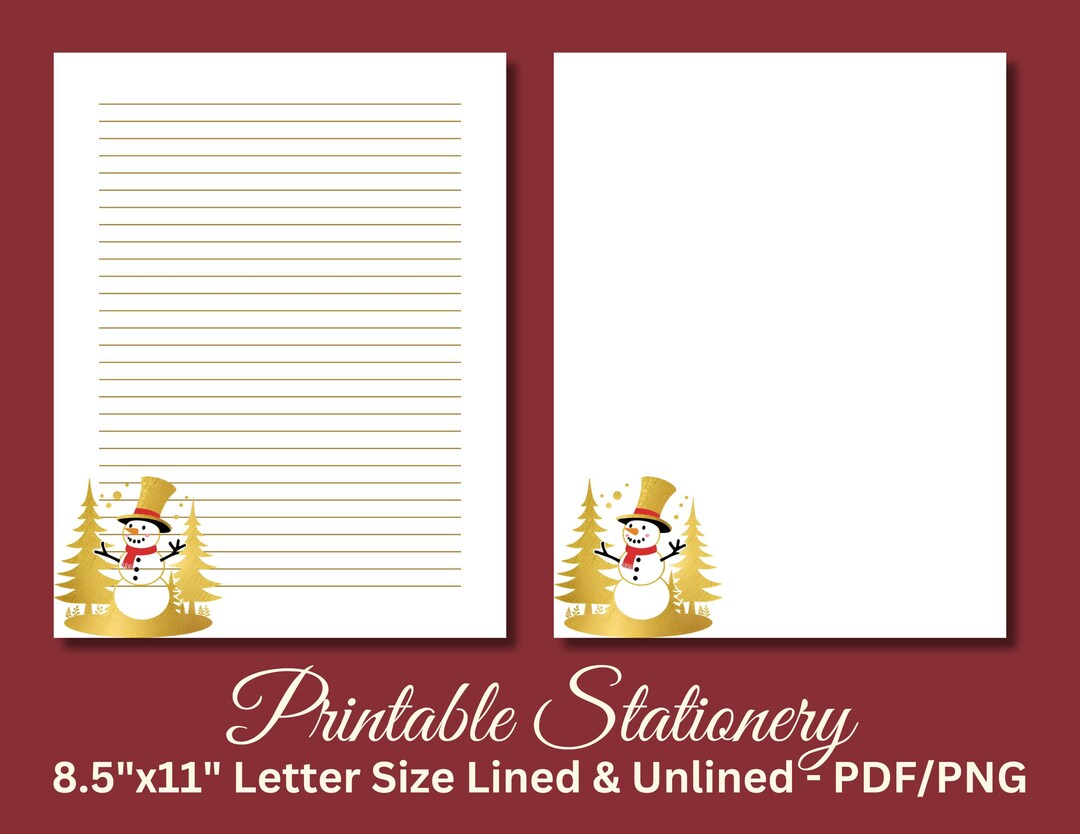 Printable Writing Paper, Christmas Printable Stationery, Letter Writing ...