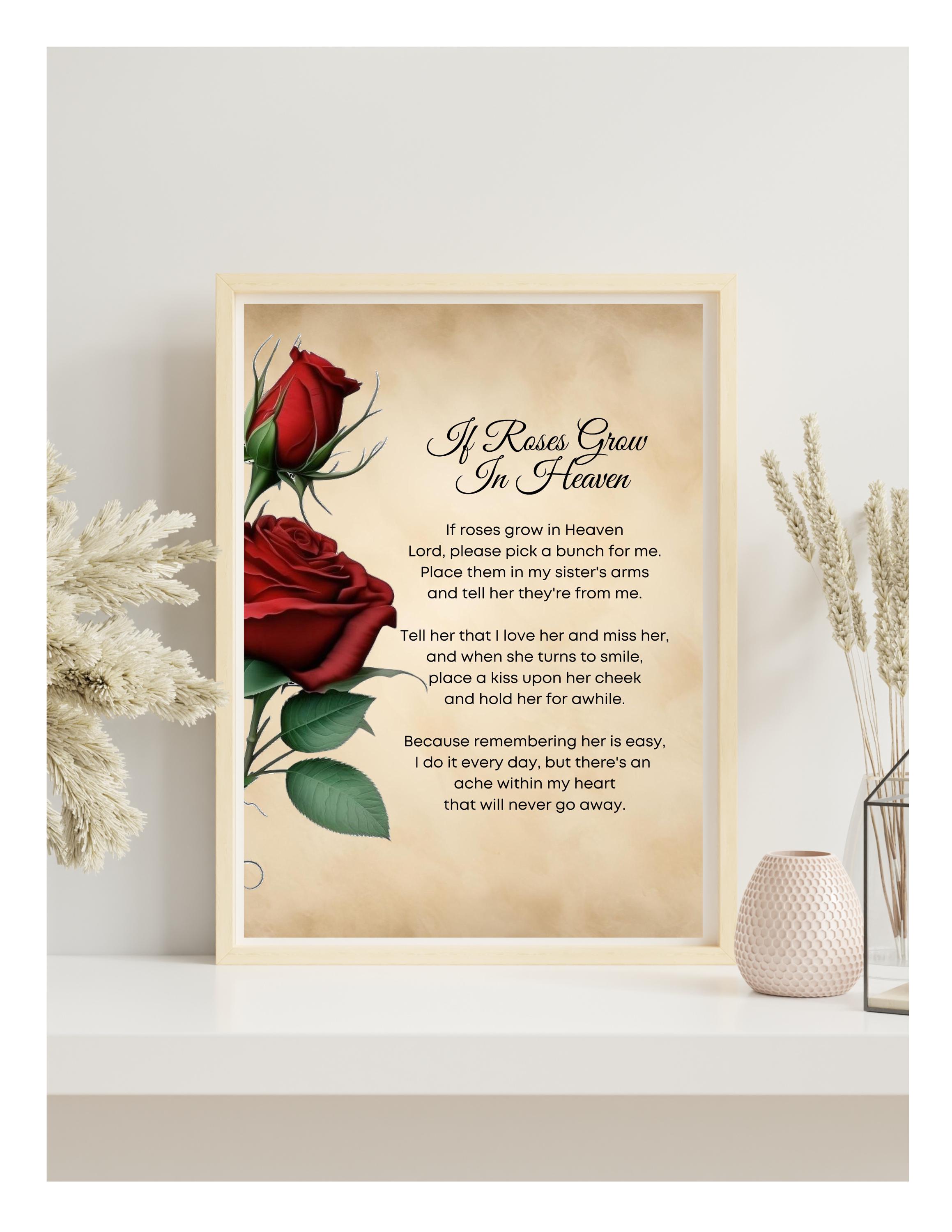 Sympathy Gift: Loss of Sister Poem, Roses in Heaven (digital Download ...