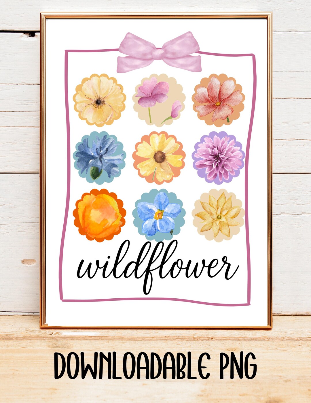 Coquette Flowers PNG: Bow Clipart, Wildflower Squiggly Frame ...