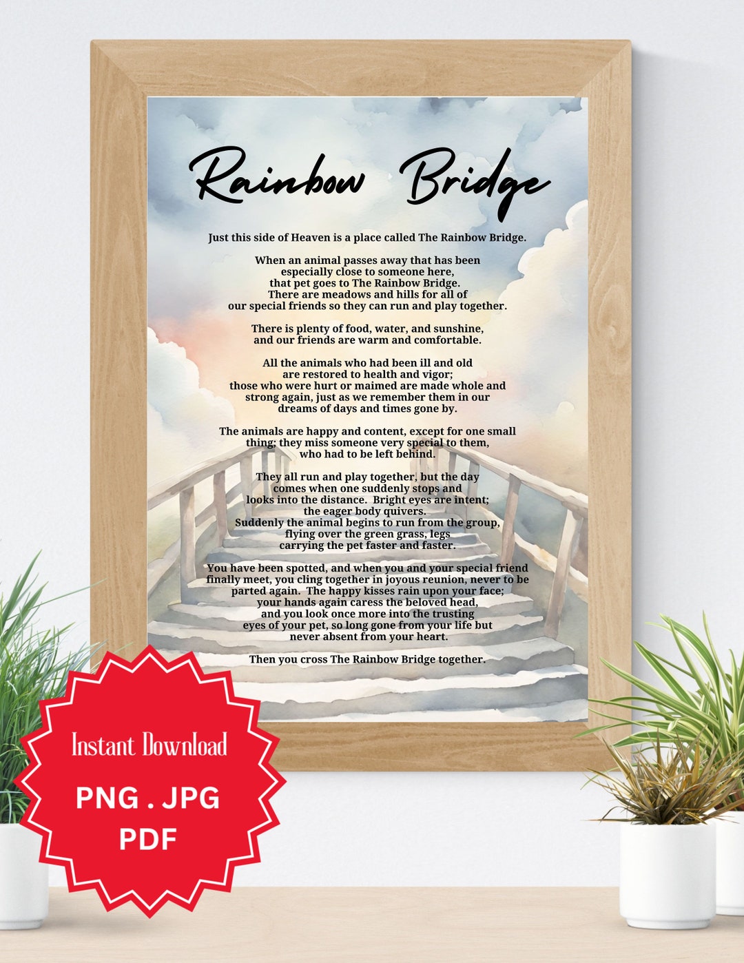 Rainbow Bridge, Dog Remembrance, Cat Sympathy Gift, Dog Loss, Rainbow ...