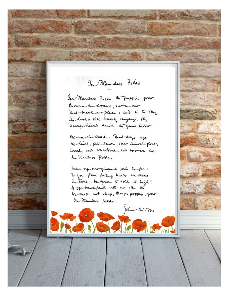 In Flanders Fields Poem Print, Remembrance Day Printable, Handwritten ...