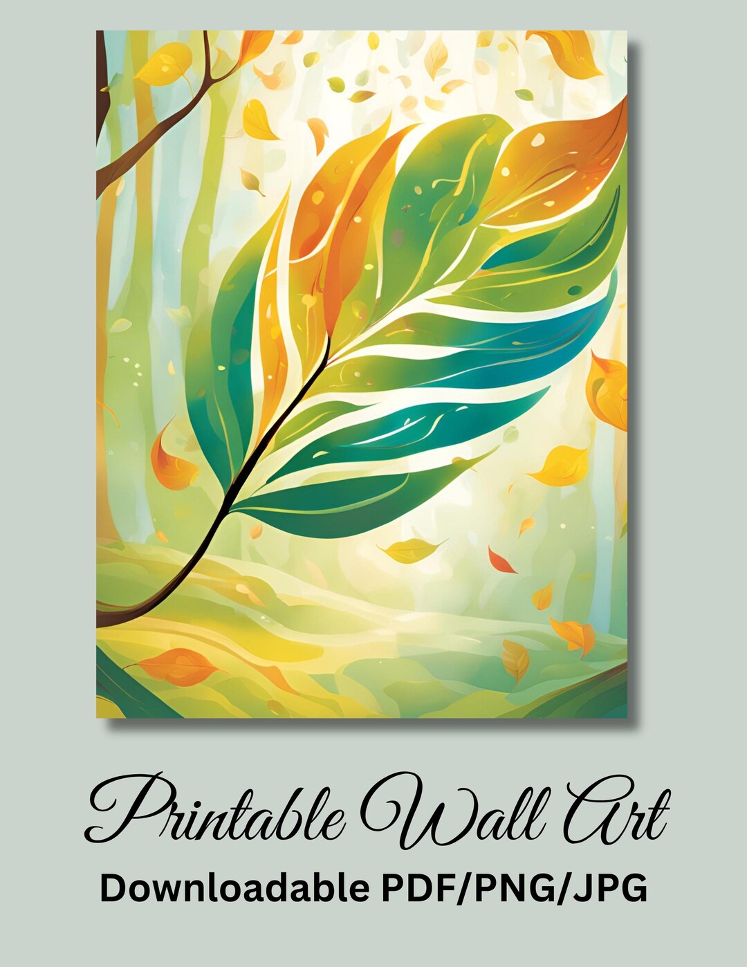 Whimsical Fall Leaf, Printable Art, Botanical Wall Art, Maximalist Home ...